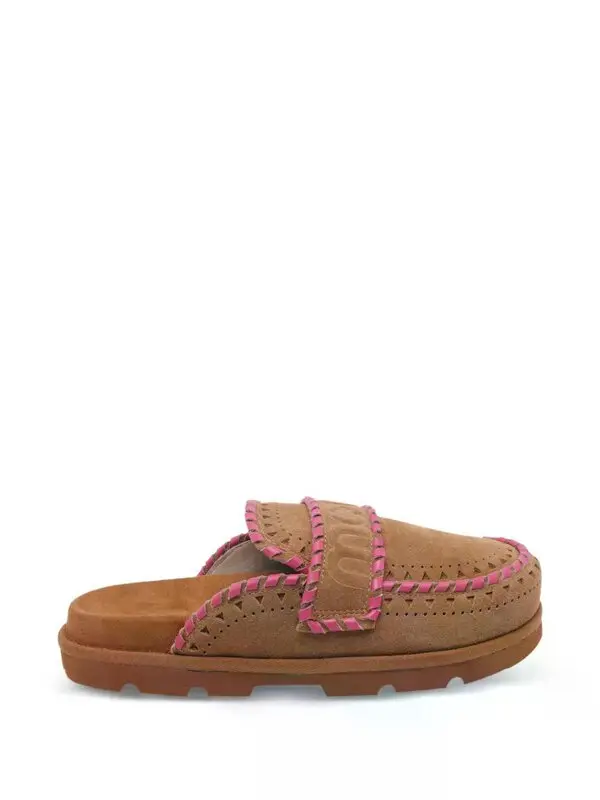 Mou Logo-embossed Perforated Mules - Neutrals