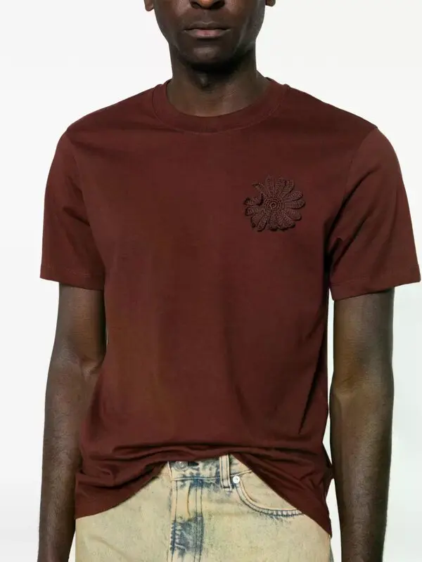 Sandro Cotton Crochet Flower T-shirt - Brown