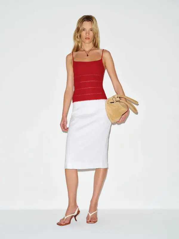 REFORMATION Starling Cotton Sweater Tank - Red