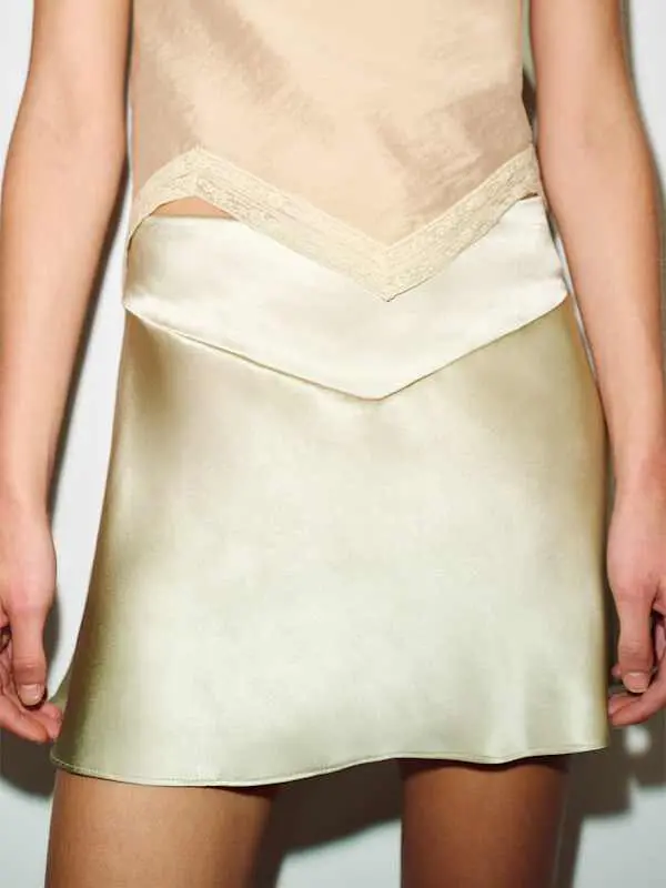 REFORMATION Samara Silk Mini Skirt - Green