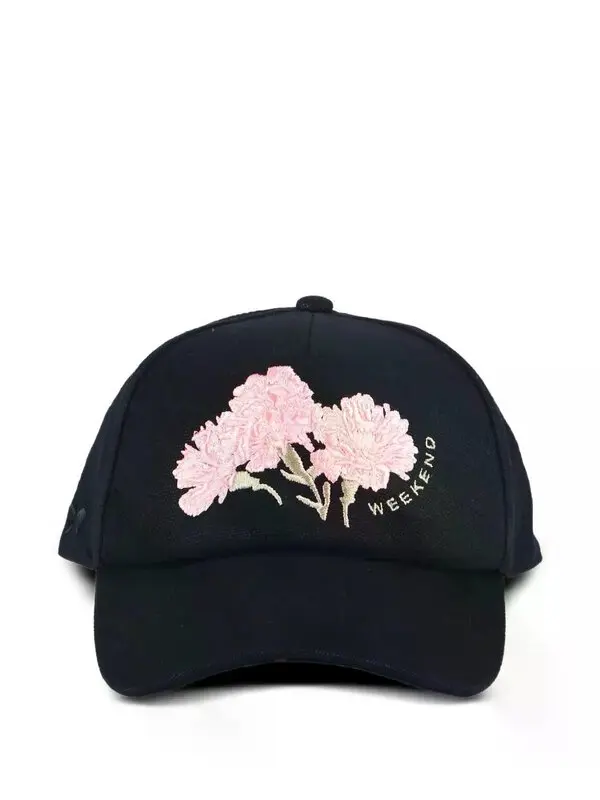 Max Mara Floral-embroidered Cap - Black