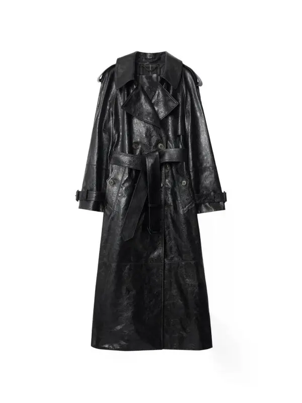 Burberry Belted Leather Trench Coat