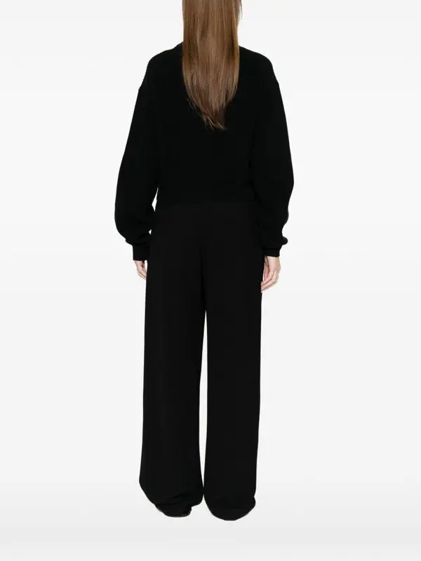 CT PLAGE Cotton Crewneck Cardigan - Black