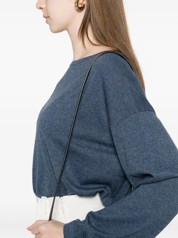 CT PLAGE Cotton Boat Neck Long Sleeve Sweater - Blue