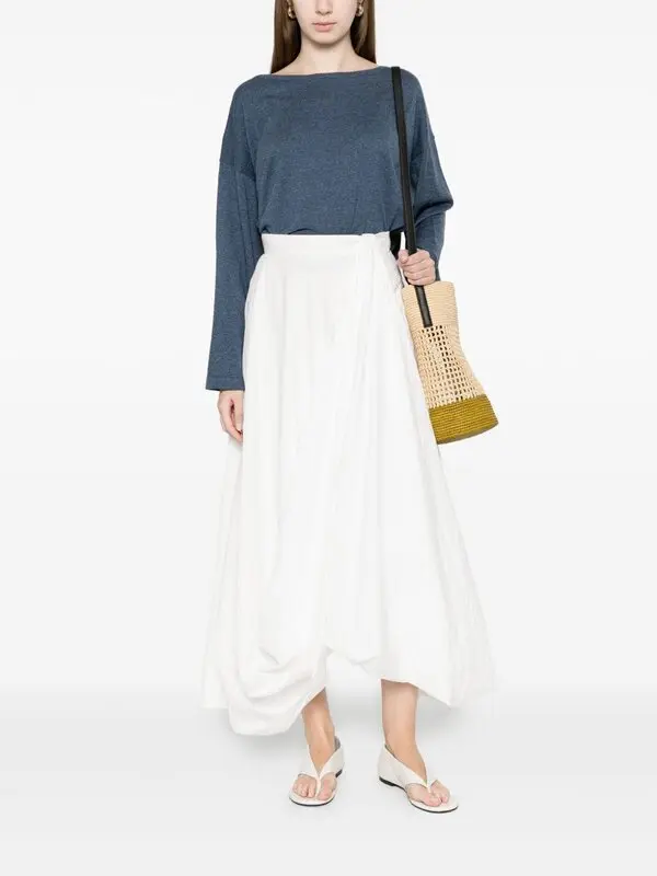 CT PLAGE Cotton Boat Neck Long Sleeve Sweater - Blue