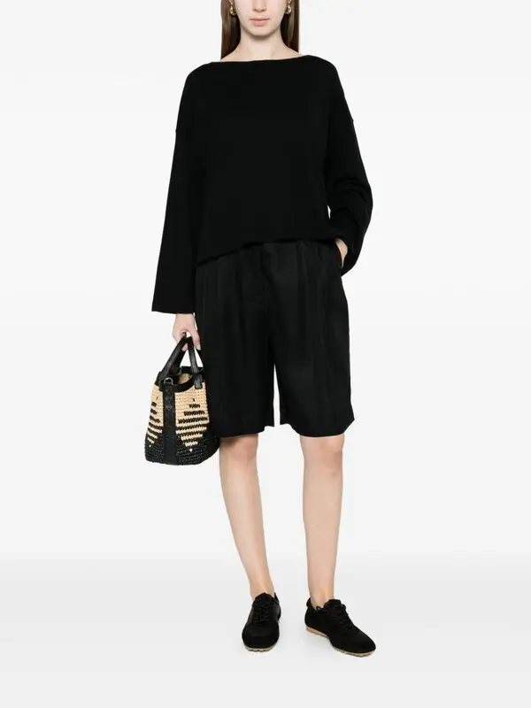 CT PLAGE Cotton Crewneck Sweater - Black