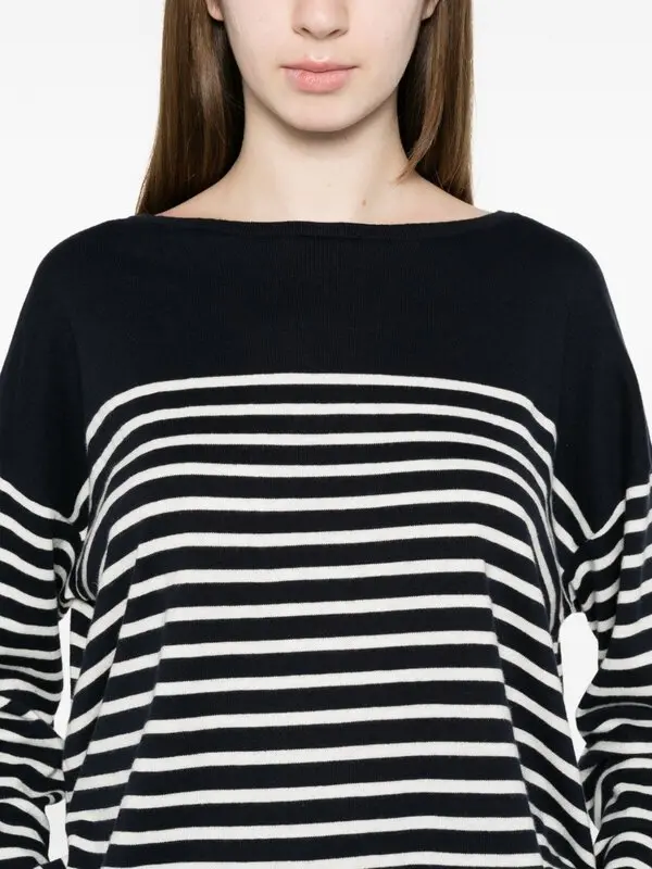 CT PLAGE Striped Cotton Sweater - Blue