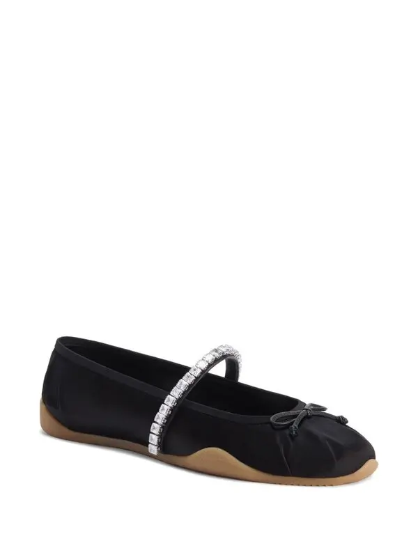 GIUSEPPE ZANOTTI Satin Ballerinas With Rhinestone Band - Black