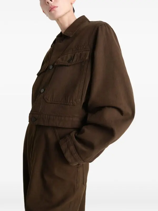 LEMAIRE Cotton Cropped Jacket - Brown