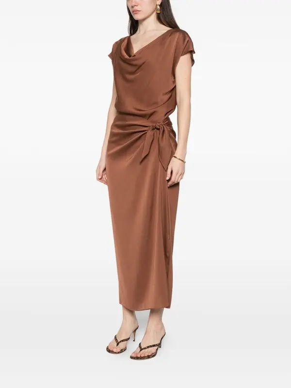 NOUVELLE SILK95FIVE Silk Skirt With Tie Detail - Brown