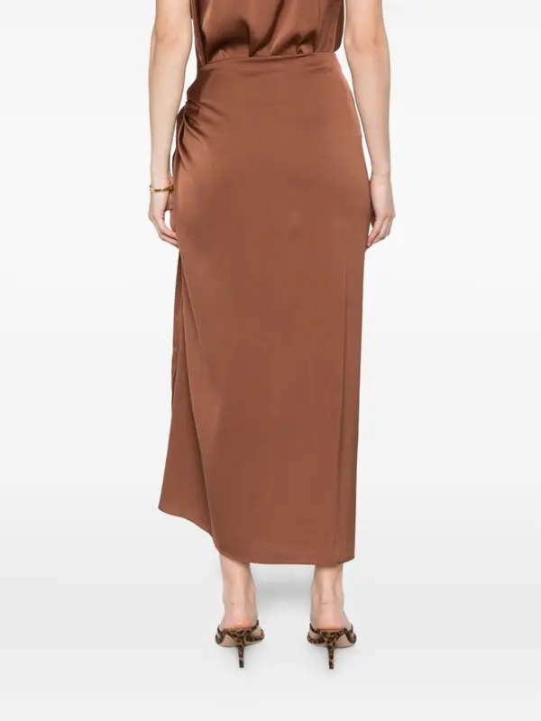 NOUVELLE SILK95FIVE Silk Skirt With Tie Detail - Brown