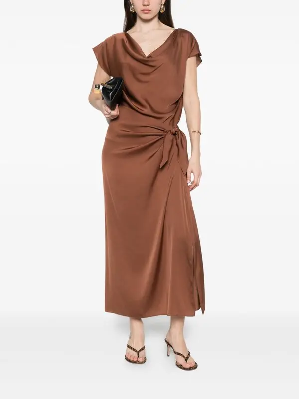 NOUVELLE SILK95FIVE Silk Skirt With Tie Detail - Brown