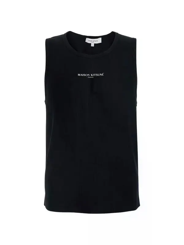 Maison Kitsuné Logo Ribbed Sleeveless Top