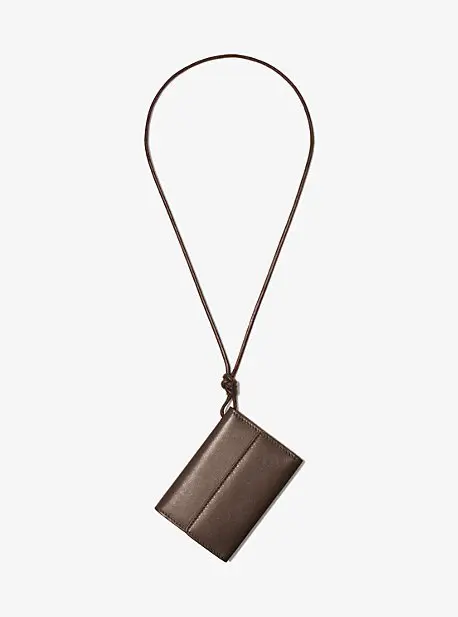 Michael Kors Leather Card Holder Necklace - Brown