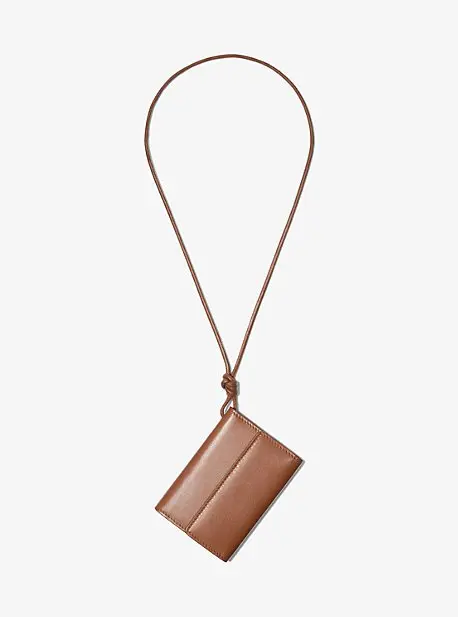 Michael Kors Leather Card Holder Necklace - Brown