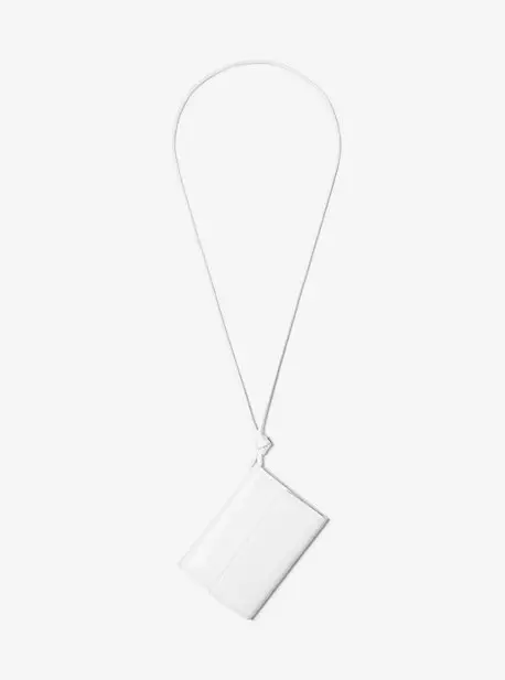 Michael Kors Leather Card Holder Necklace - White