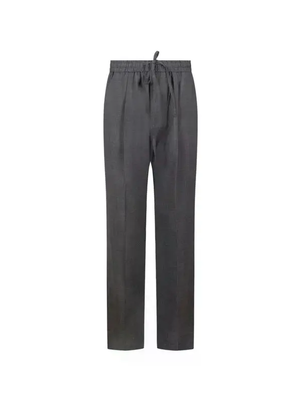 AMARANTO Drawstring Straight Trousers - Grey