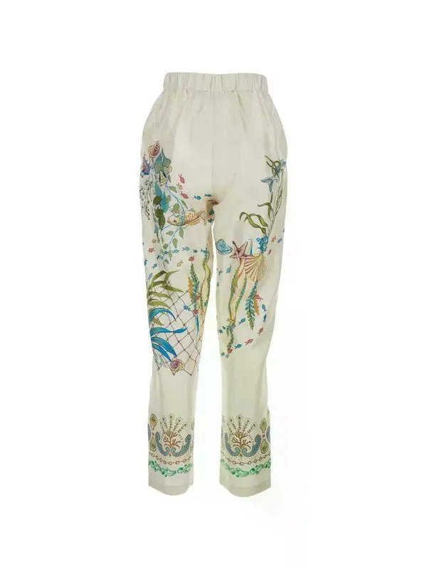 MANTERO 1902 Floral Print Silk Trousers
