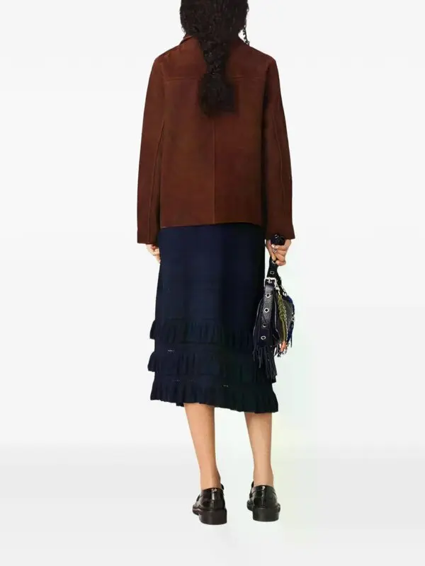 Maje Buttoned Leather Jacket - Brown