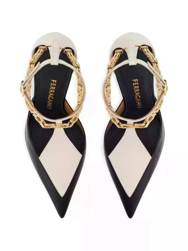 FERRAGAMO S-shaped Heel Pumps With Gancini Chain