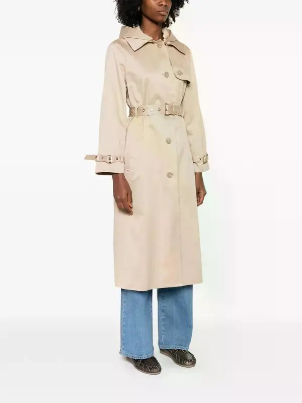 Maje Belted Hooded Raincoat - Neutrals