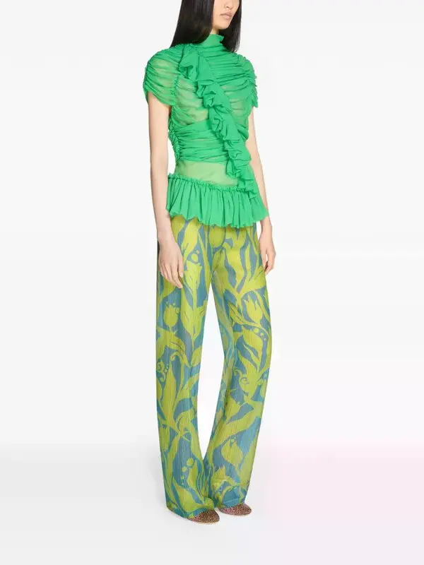 Dries Van Noten Floral-print Trousers - Green