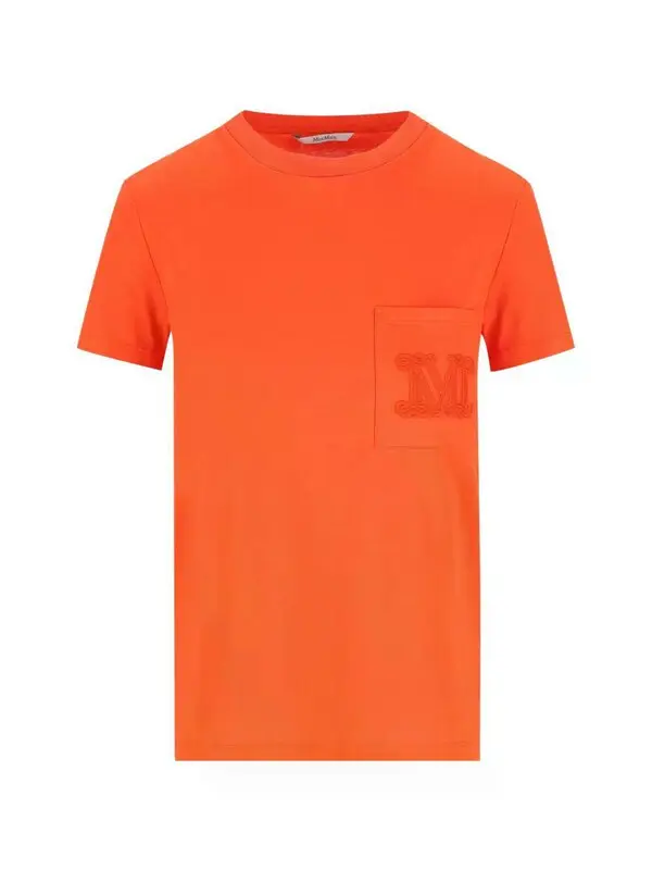 Max Mara Chest-pocket Embroidered Logo T-shirt - Orange
