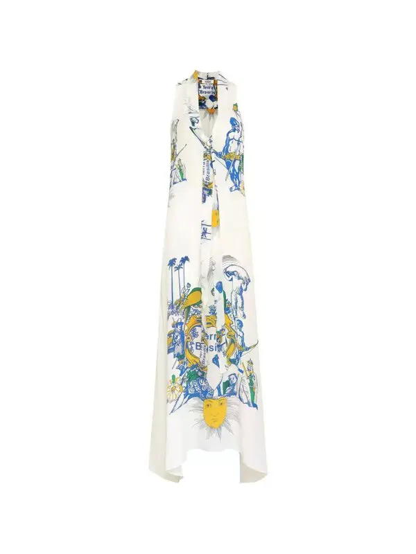 AMIR SLAMA Tie Sleeveless Printed Dress