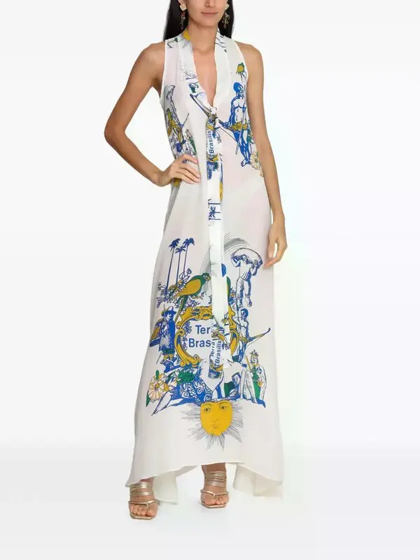 AMIR SLAMA Tie Sleeveless Printed Dress