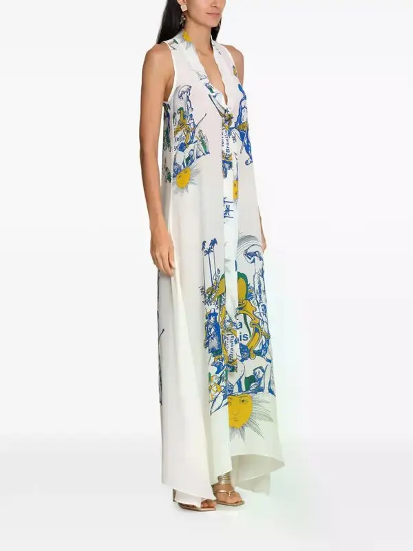 AMIR SLAMA Tie Sleeveless Printed Dress