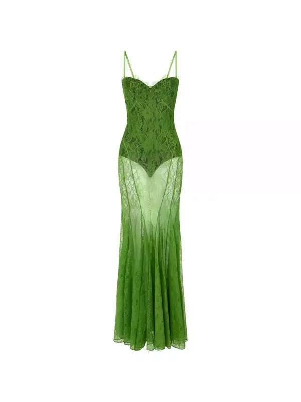 Elisabetta Franchi Floral-lace Maxi Dress - Green