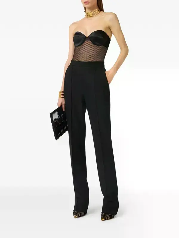 Elisabetta Franchi Jacquard Tulle Bodysuit With Monogram