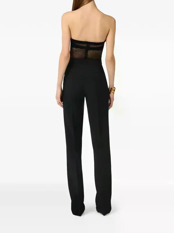 Elisabetta Franchi Jacquard Tulle Bodysuit With Monogram