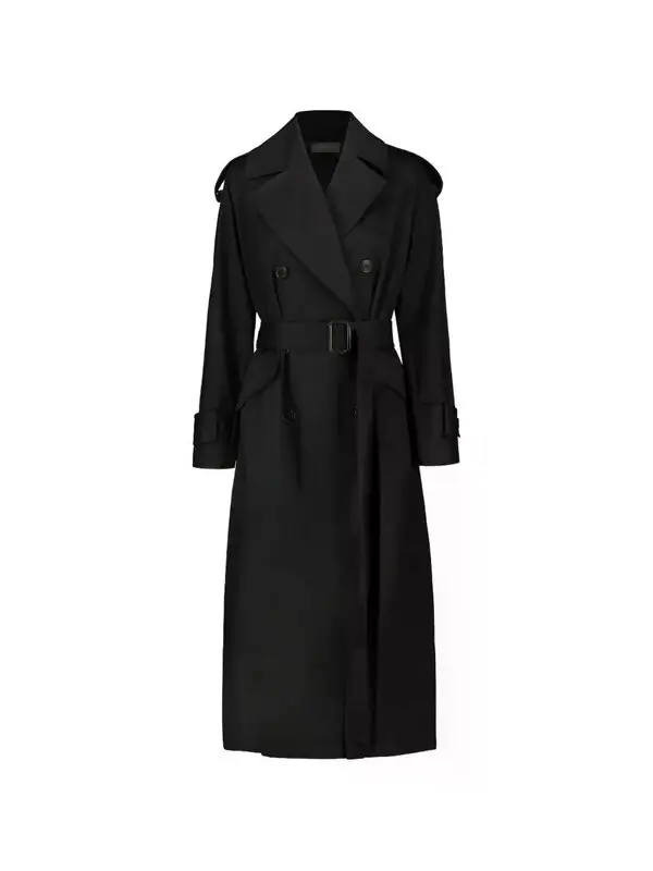 DRHOPE Double-breasted Belted Trench Coat - Black