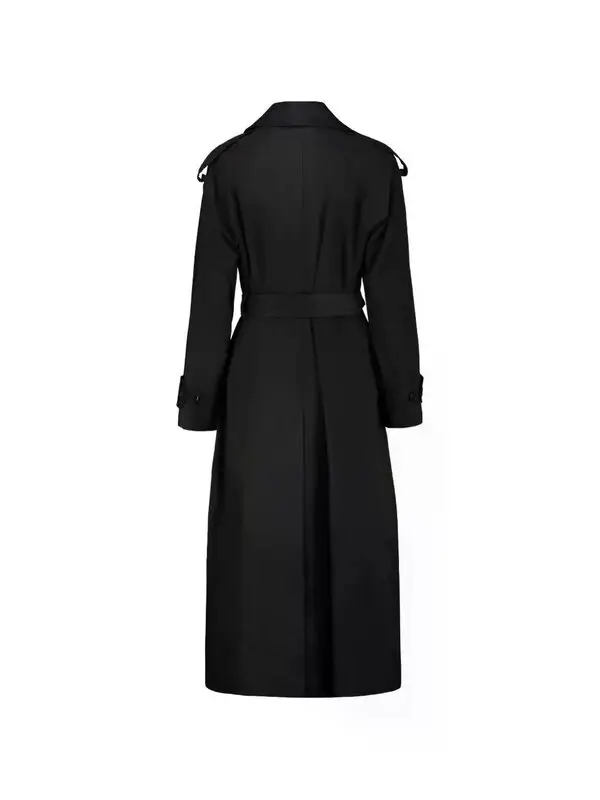 DRHOPE Belted Double-breasted Trench Coat - Black