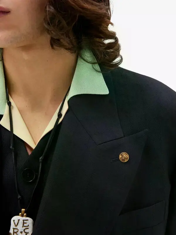 Versace Pinstripe Wool Boxy Blazer