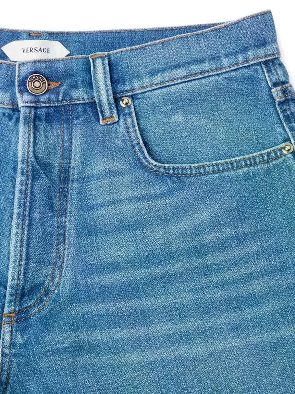 Versace Straight Leg Jeans With Medusa Hardware - Blue