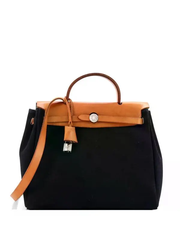 Hermès Herbag Toile And Leather Pm Satchel - Black