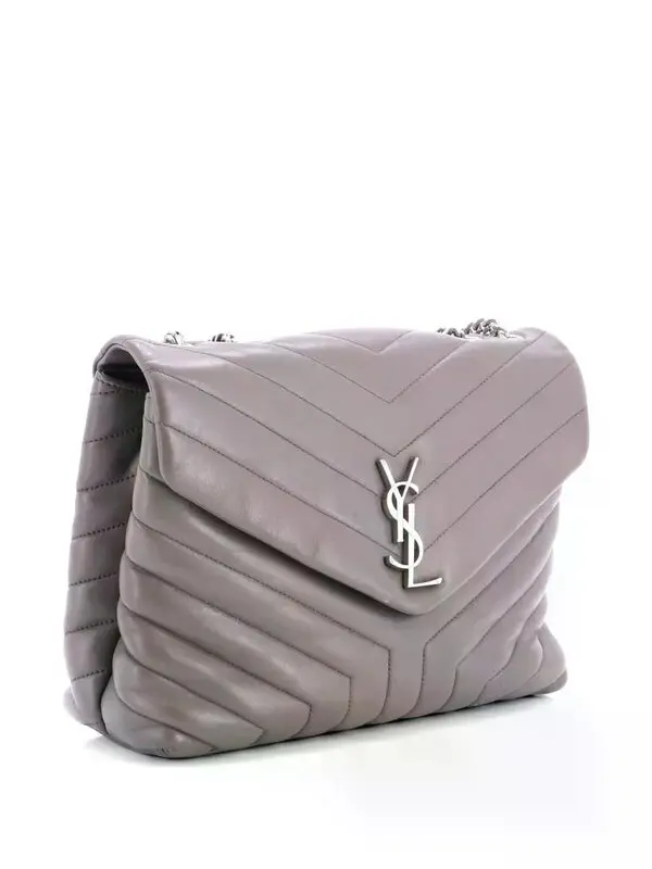 Saint Laurent Loulou Matelasse Chevron Leather Large Shoulder Bag - Grey