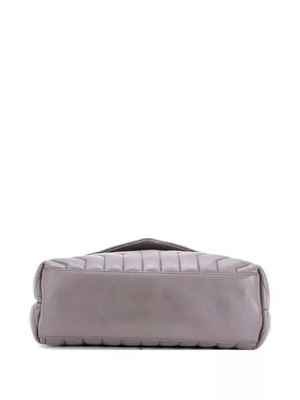 Saint Laurent Loulou Matelasse Chevron Leather Large Shoulder Bag - Grey
