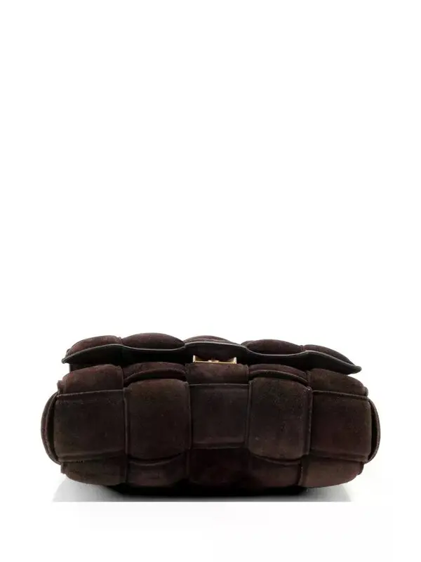 Bottega Veneta Cassette Chain Padded Maxi Intrecciato Suede Crossbody Bag - Brown