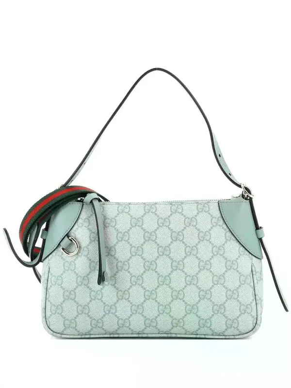 Gucci Emblem Gg Coated Canvas And Leather Small Shoulder Bag - Green