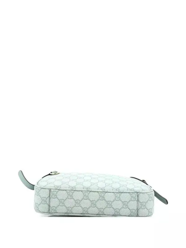 Gucci Emblem Gg Coated Canvas And Leather Small Shoulder Bag - Green