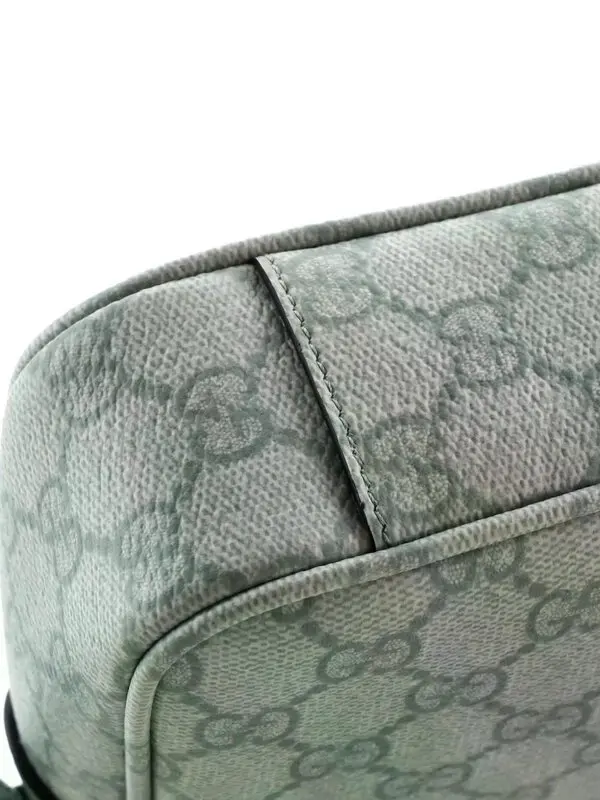 Gucci Emblem Gg Coated Canvas And Leather Small Shoulder Bag - Green