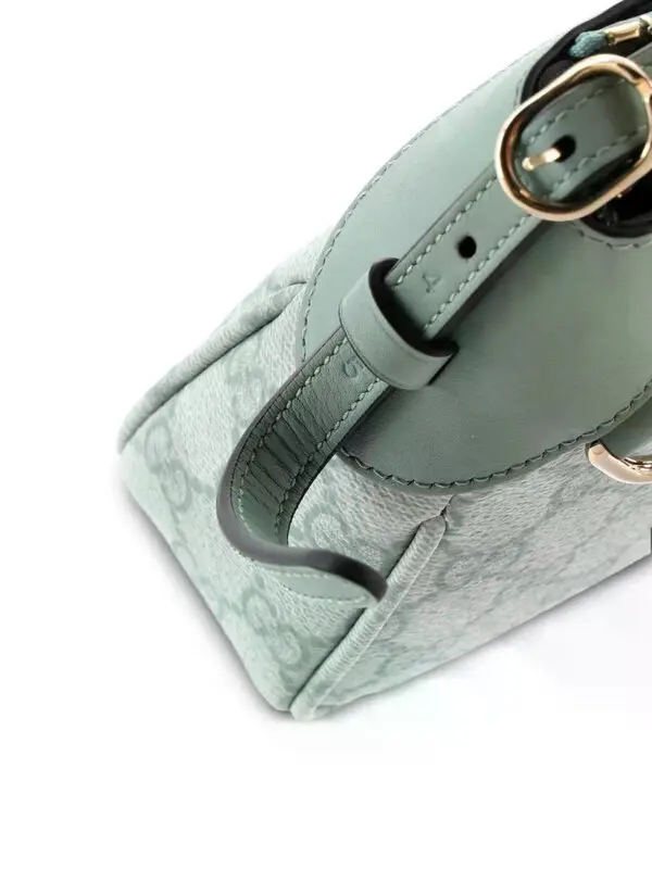 Gucci Emblem Gg Coated Canvas And Leather Small Shoulder Bag - Green