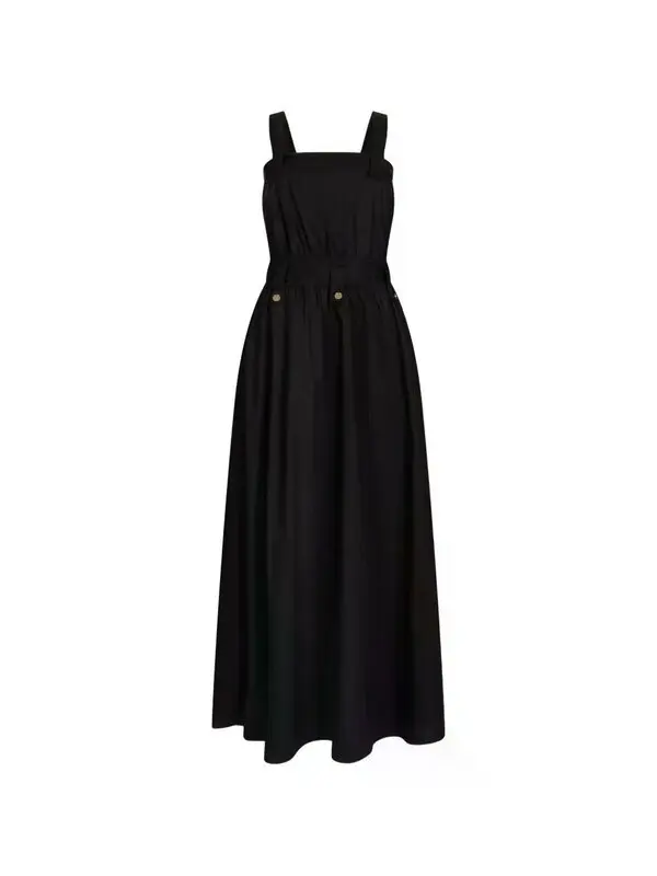 Liu Jo Long Poplin Dress With Wide Straps And Belt - Black