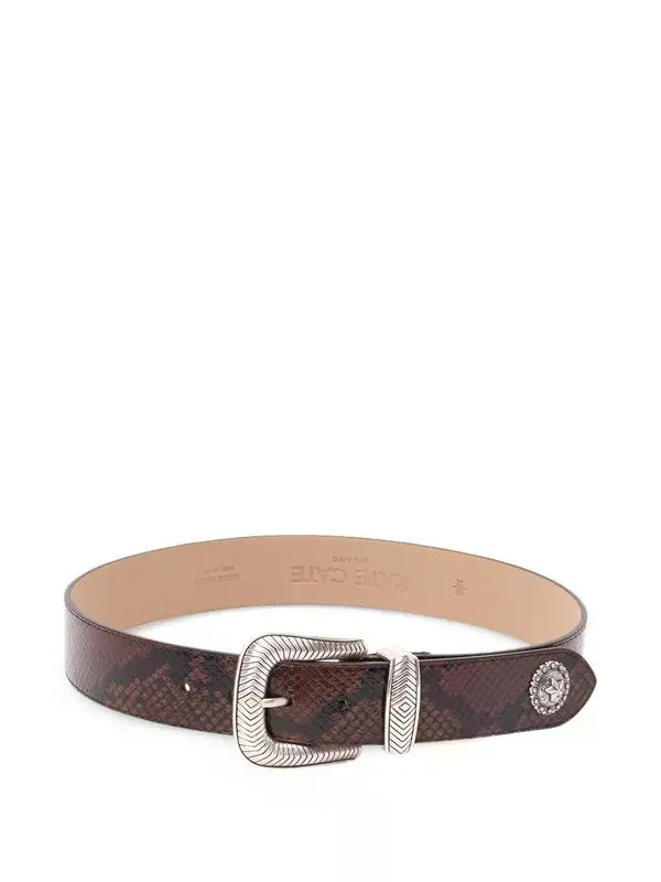 KATE CATE Embossed Leather Belt - Brown