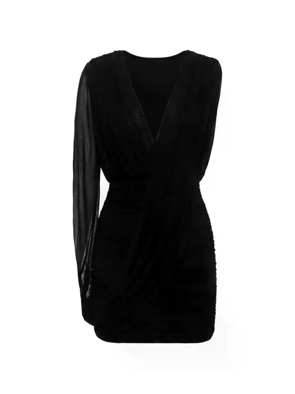 AXEL 113 Jade Draped Mesh Mini Dress - Black