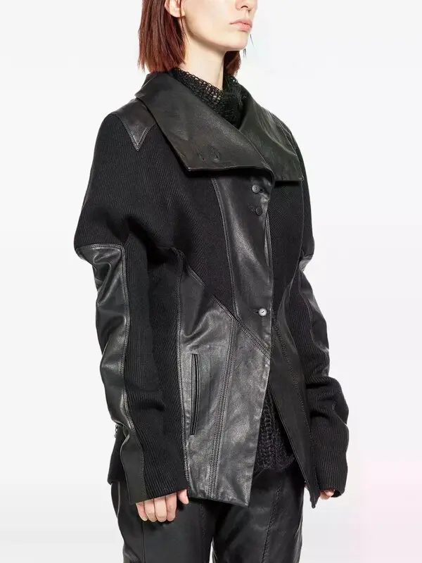 YEHUAFAN Asymmetric Leather Jacket