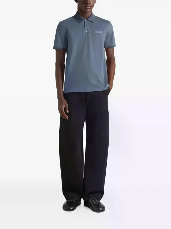 Givenchy Polo In Cotton With Paris Gros Grain - Blue